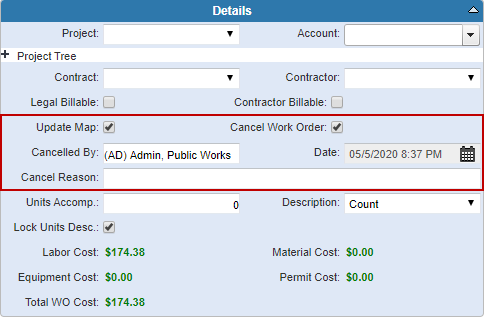 Cancel a Work Order